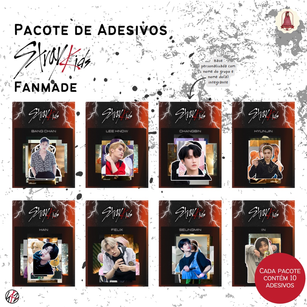 Adesivos STRAY KIDS, STAY, K-POP - Fanmade - 10 adesivos, integrantes ...