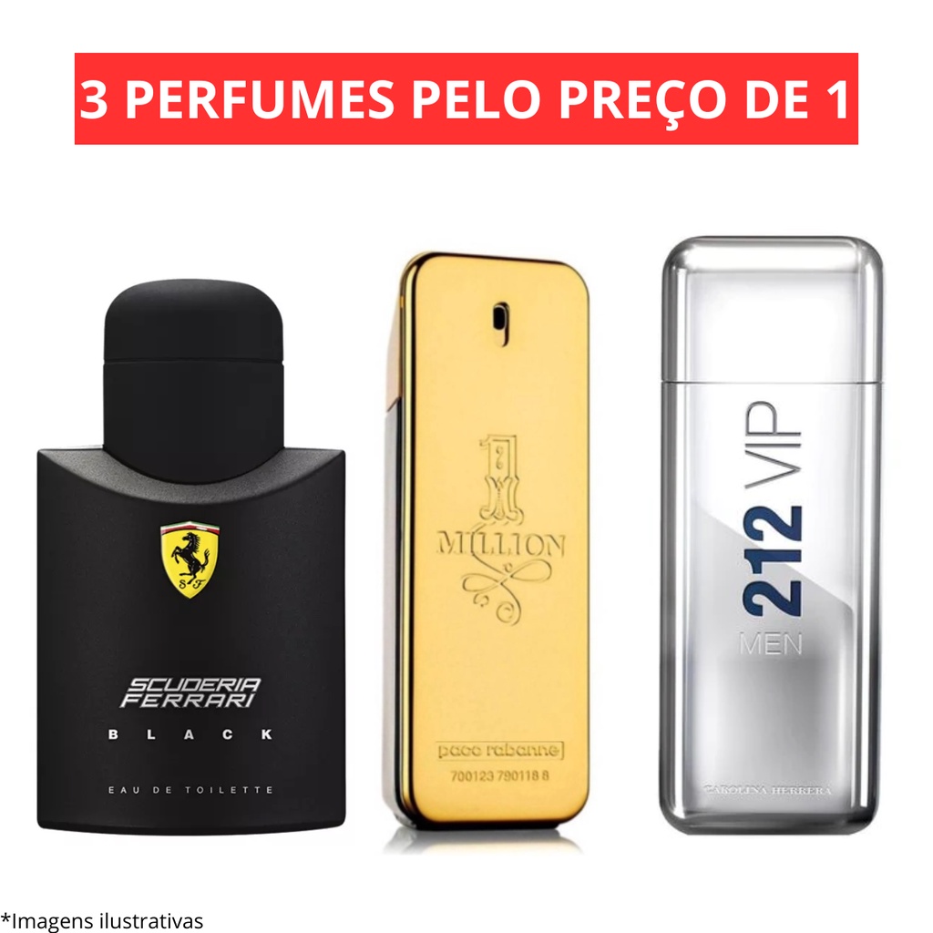 Kit 3 Perfumes Masculino Importados 50 ml Barato Alta fixação envio ...