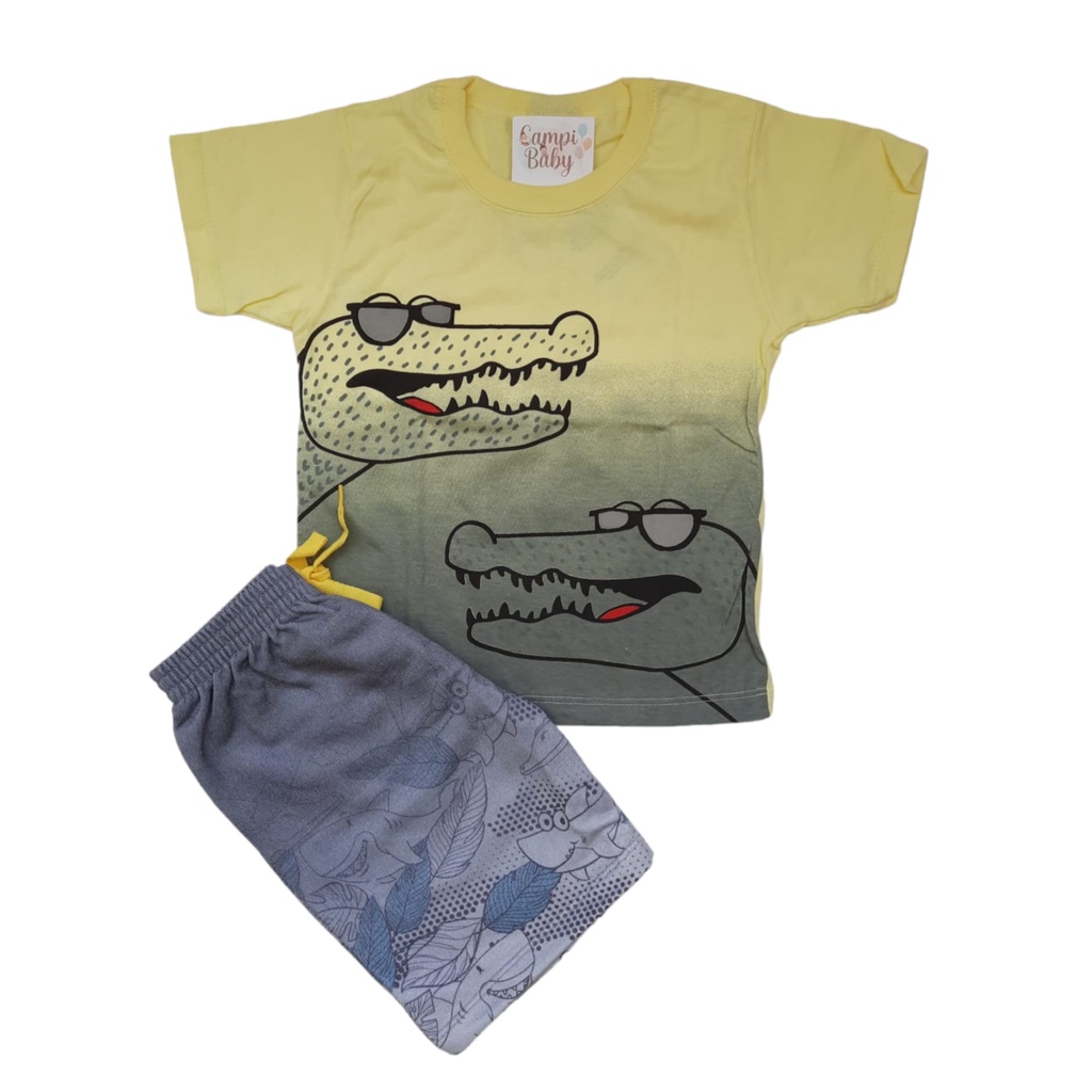 Conjunto Kids Menino Jacaré Amarelo | Shopee Brasil