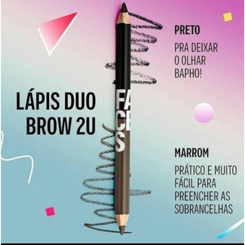 lapis 2 em 1 - olhos preto e sombrancelha marrom faces natura 1G ...