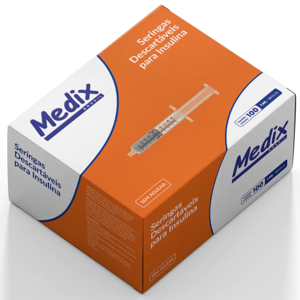 Seringa de Insulina 1ml Sem Agulha Caixa 100un Medix | Shopee Brasil