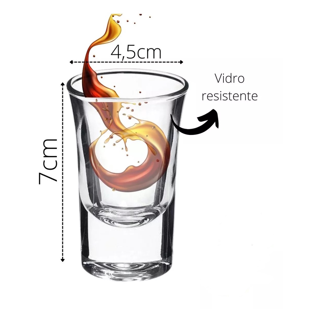 Copo/Copinhos Shot C/4 Vidro- Dose De Tequila Vodka Licor Pinga ...