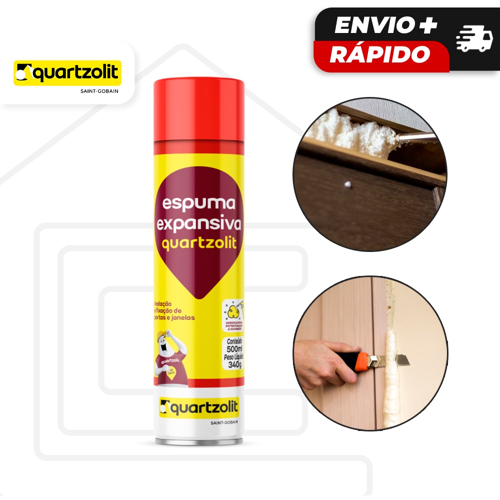 Espuma Expansiva de Poliuretano Multiuso Quartzolit 500ml / 340g | Shopee Brasil