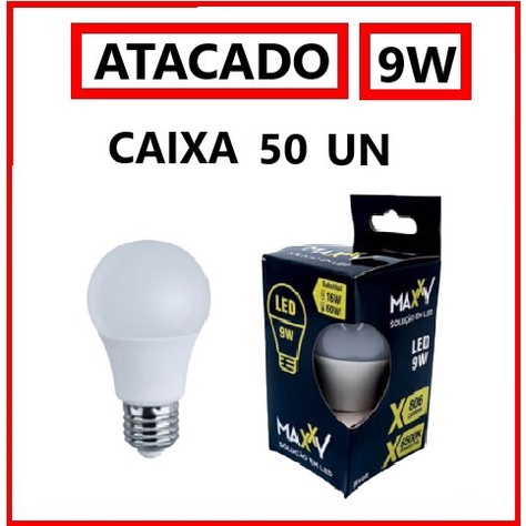 LAMPADA LED 9W KIT CAIXA 50 UN ( ATACADO ) | Shopee Brasil
