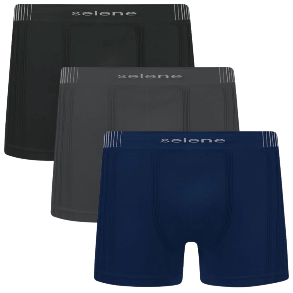 3x Cueca Boxer Selene Plus Size Sem Costura Box X1 X2 X3 - Escorrega o ...