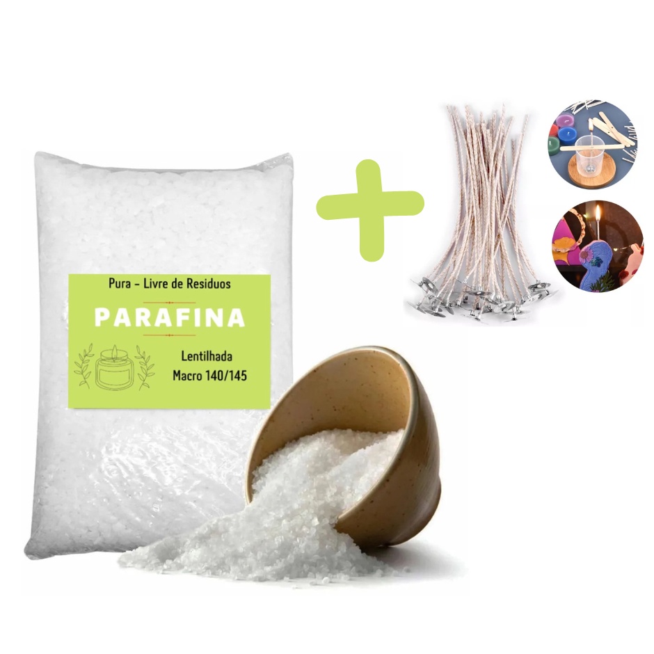Kit Parafina Pura Lentilhada + Pavios 10cm para Velas | Shopee Brasil
