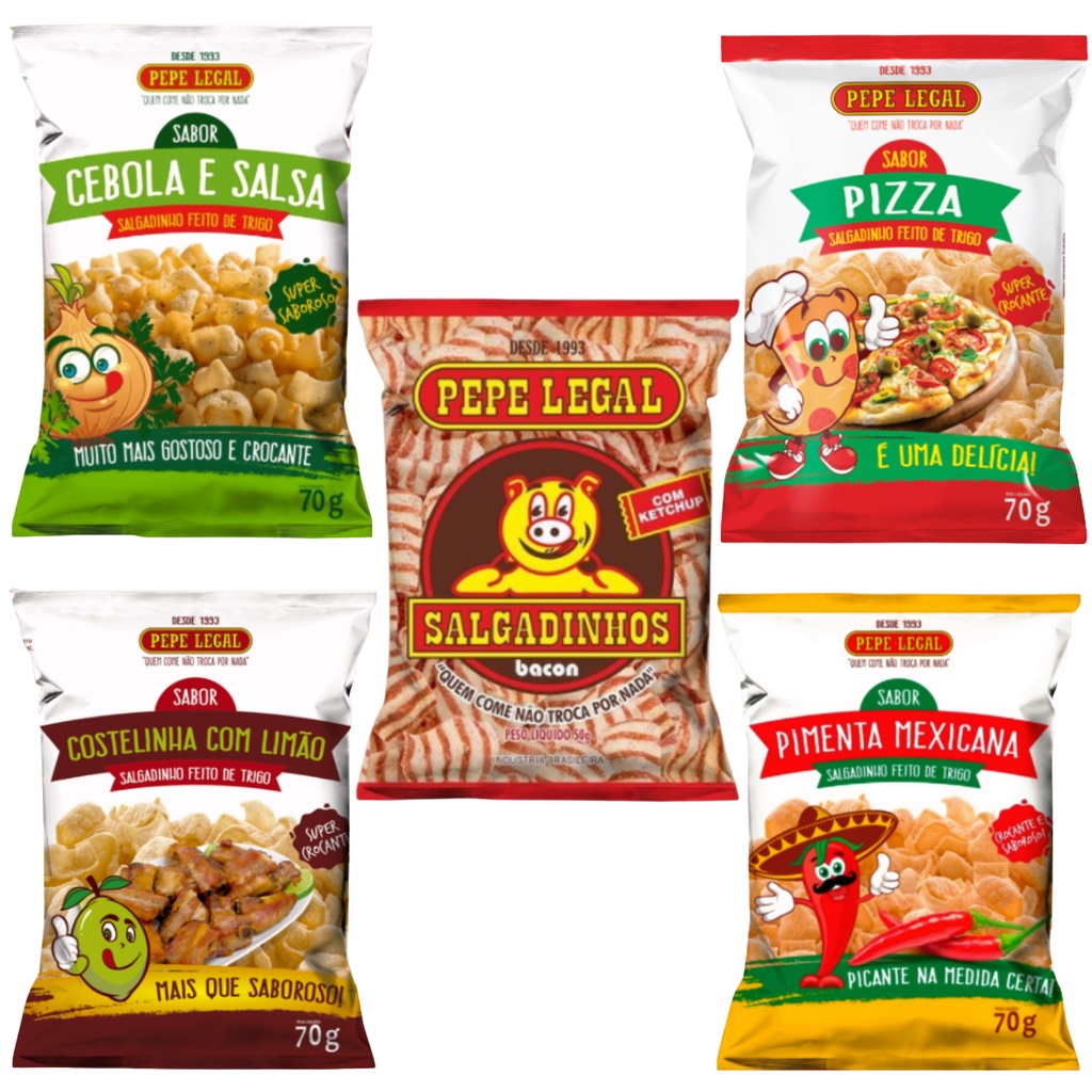 Kit Salgadinho Pepe Legal Original Sabores Petiscos Chips | Shopee Brasil