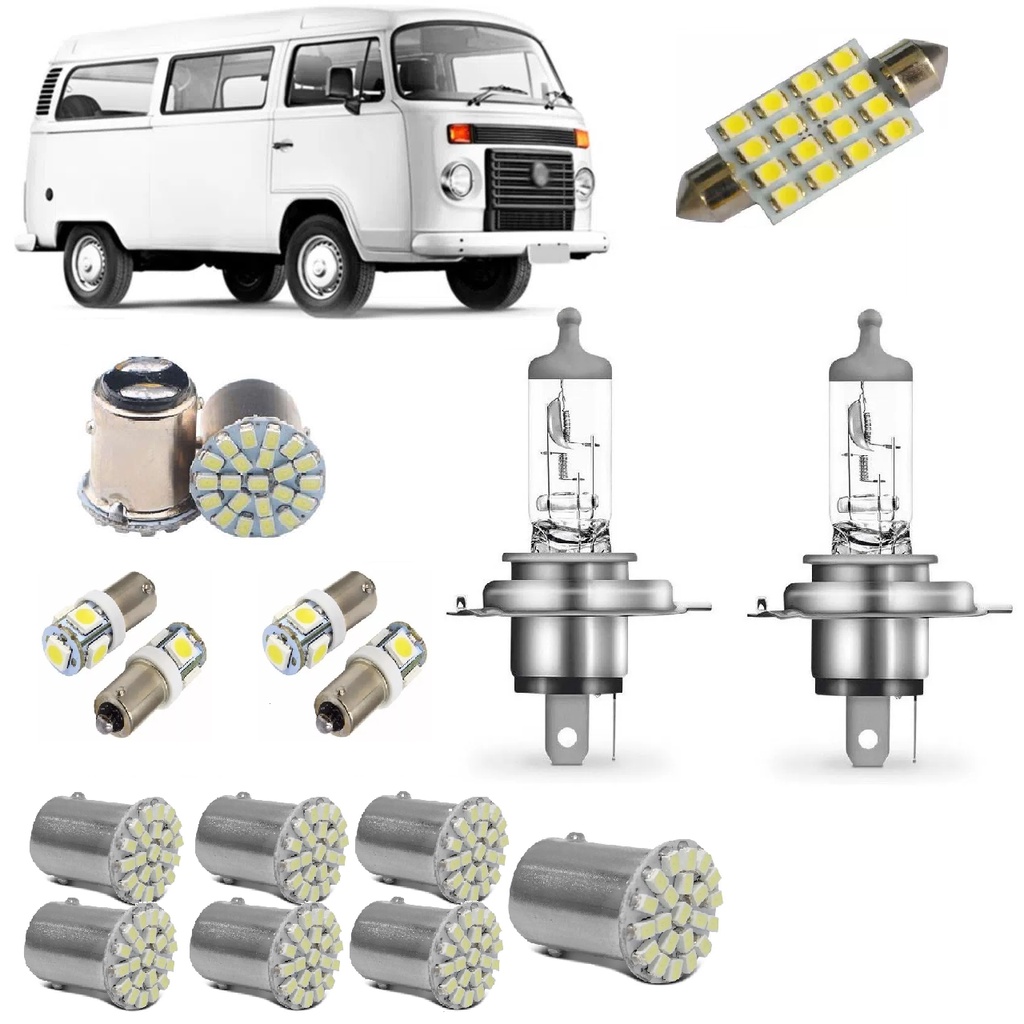 Lampada Originais + Leds Vw Kombi (todas) Farol Alto Baixo - H4 ...