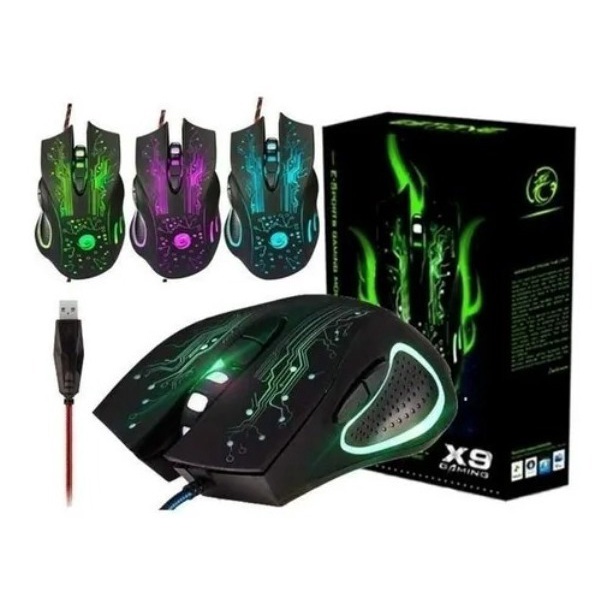 Mouse Gamer Hmaston X9 Usb Led Óptico 6 Botões 2400 Dpi | Shopee Brasil