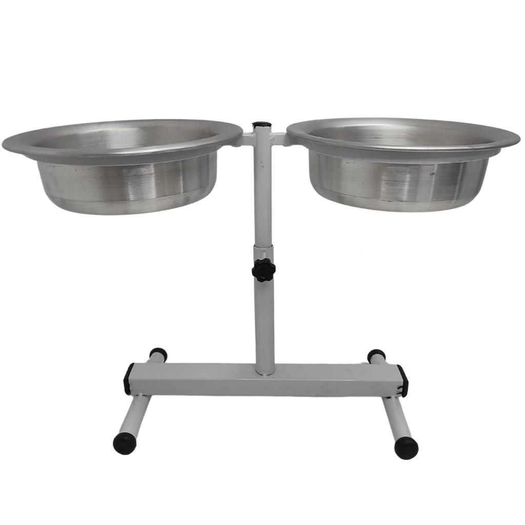 Comedouro Vasilha Ajustável Duplo Alumínio Para Cachorro Pote Regulável ...