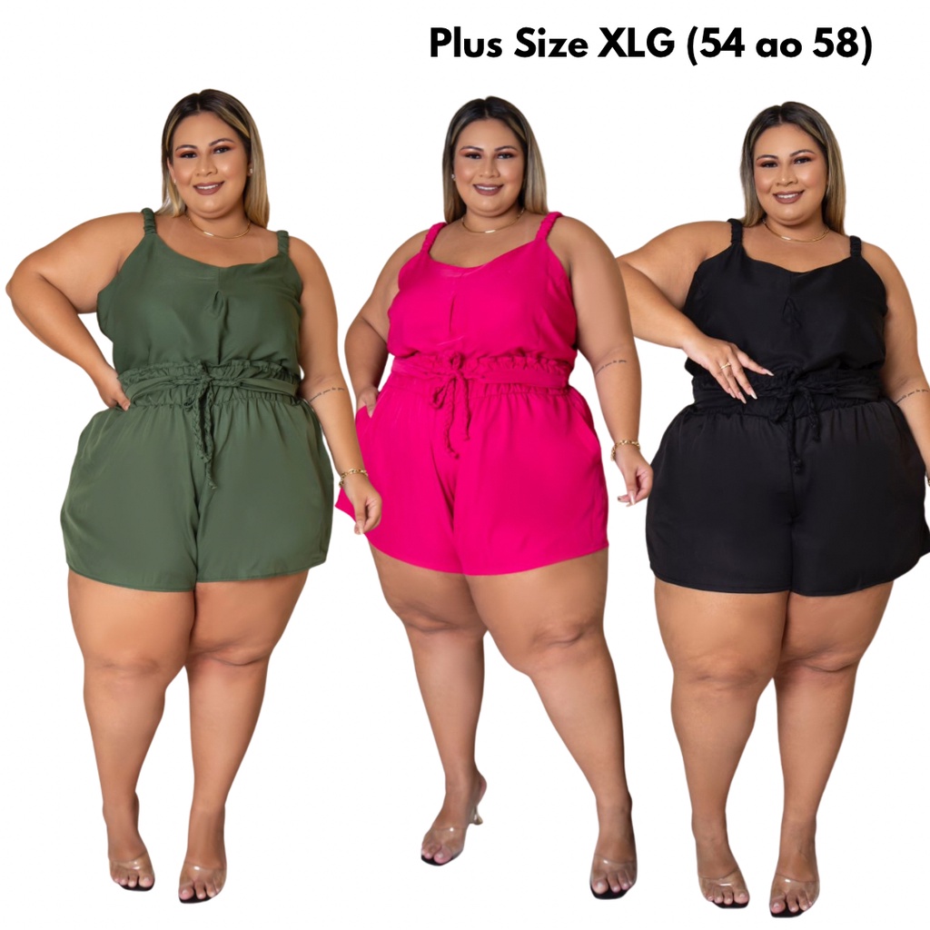 Conjunto PLUS SIZE Tam 54 ao 58 ROUPA PLUS Regata e short soltinho ...