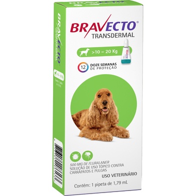 Antipulgas e Carrapatos MSD Bravecto Transdermal para Cães de 10 a 20 Kg | Shopee Brasil