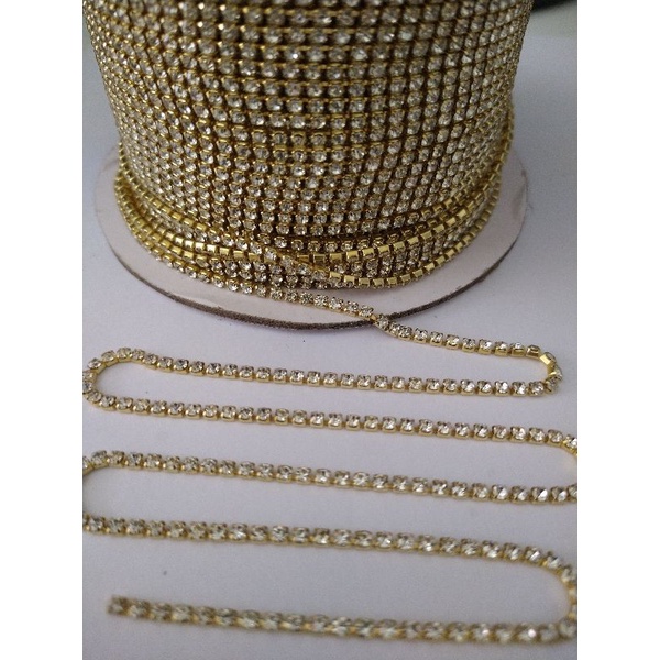 Rolo Strass Juntinho Ss08 Dourado 100 Metros Promoção | Shopee Brasil