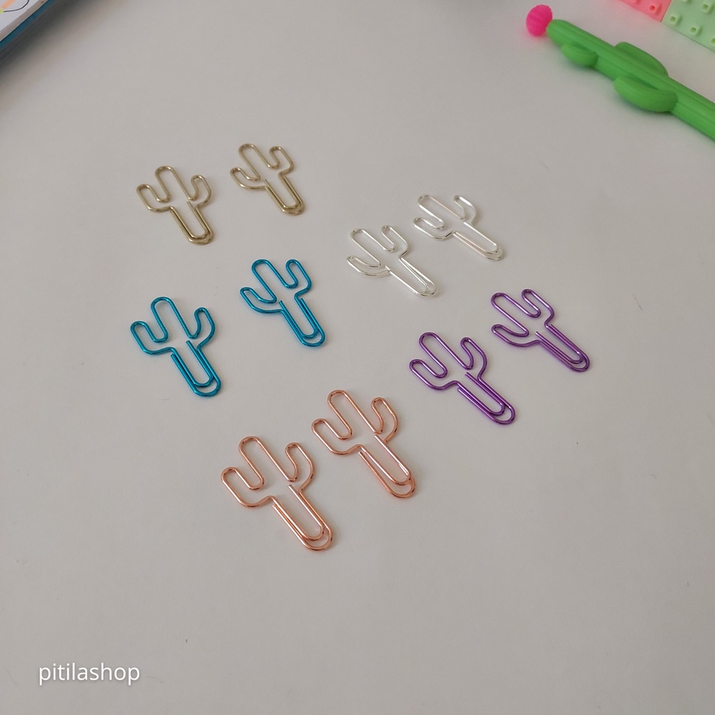 Clips Cactos metal colorido clipe de papel marcador de página material ...
