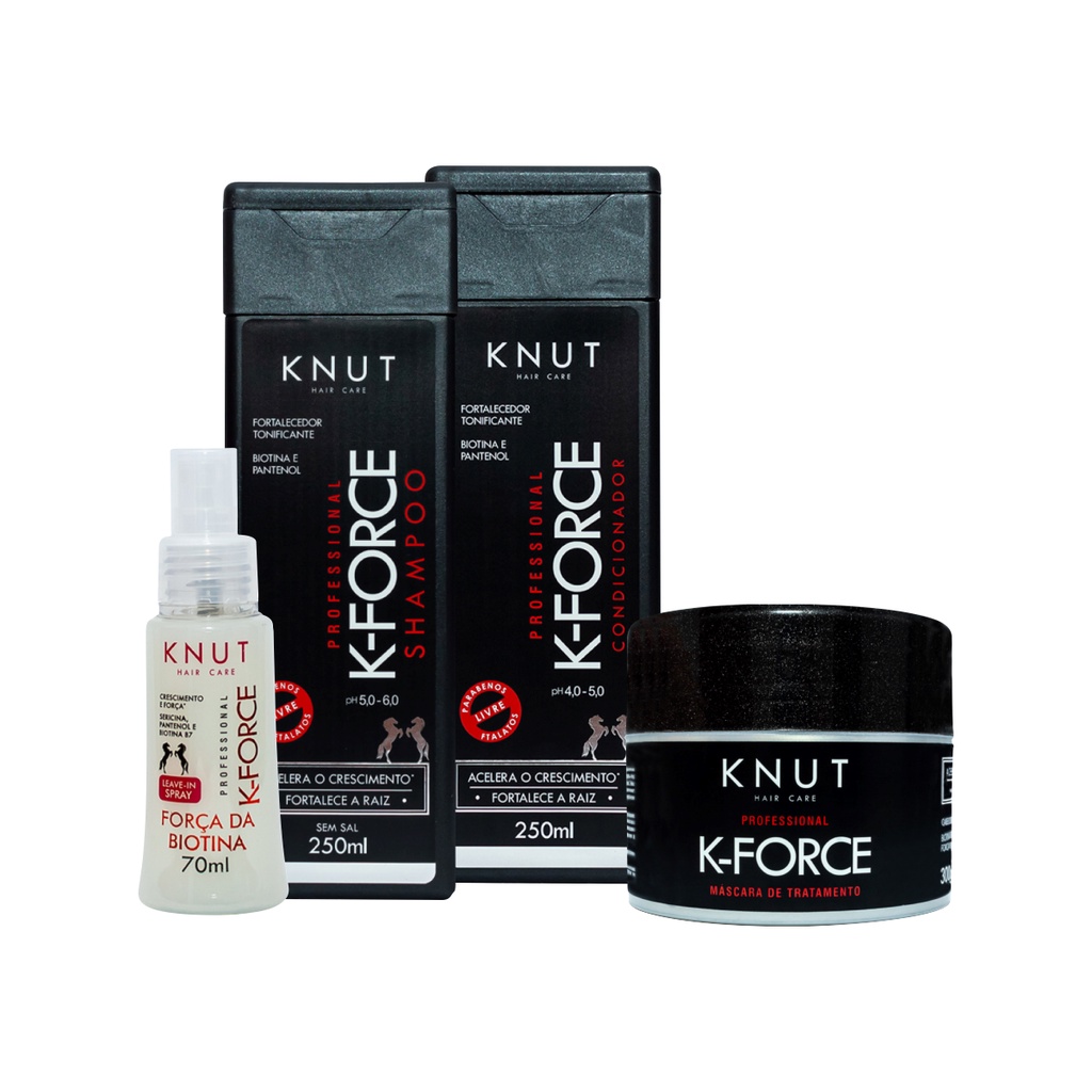 Kit Shampoo + Condicionador + Máscara + Leave-in Spray Knut K-Force Hair Care | Shopee Brasil