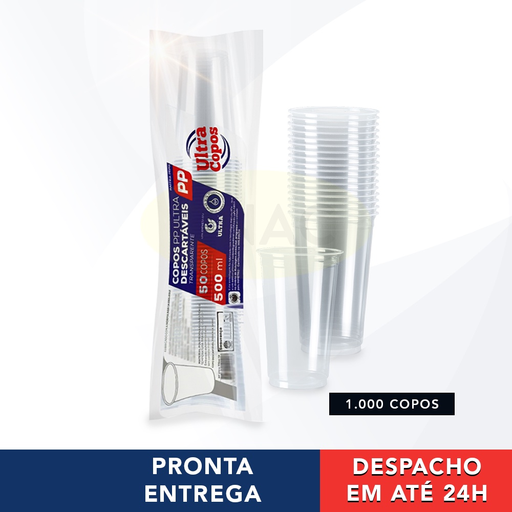 Caixa de Copo De Plástico Descartável 500ml Liso Resistente Grande PP Transparente Para Chopp ...