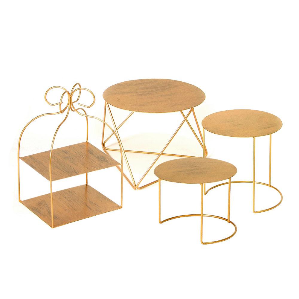 Kit Boleira Para Festa 4 Peças Em Ferro, Rose, Dourado E Preto | Shopee ...
