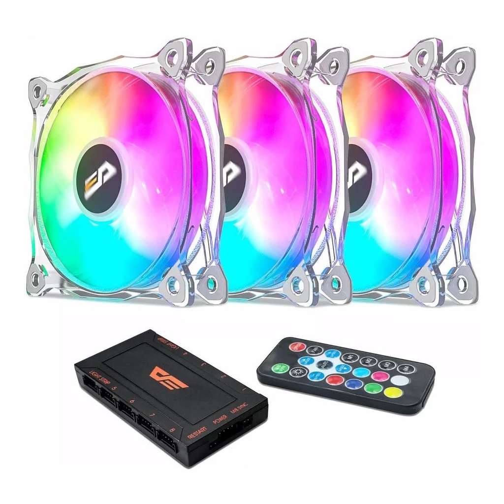 Kit Cooler Fan Aigo Darkflash, A-RGB, 3 em 1, Transparente - CF8Pro ...