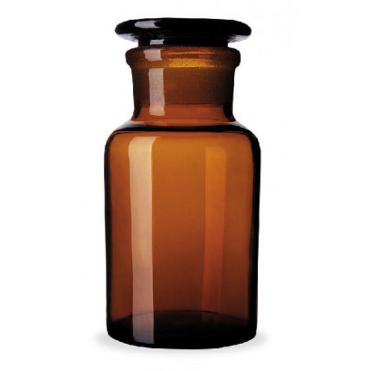 Frasco Reagente Ambar, Boca Larga, Rolha De Vidro, 250ml | Shopee Brasil