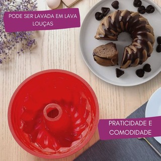 Kit Forma de Bolo Silicone Redonda e Furo no Meio Vazada para Bolos ...