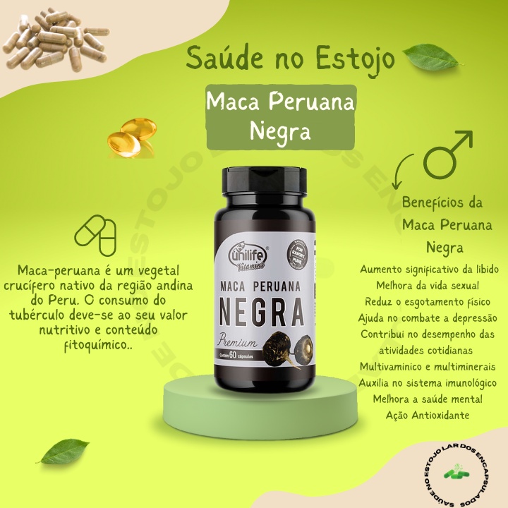Capsula Maca Peruana Negra, 450 mg, 60CP, Homeopatica, Natural, unilife ...
