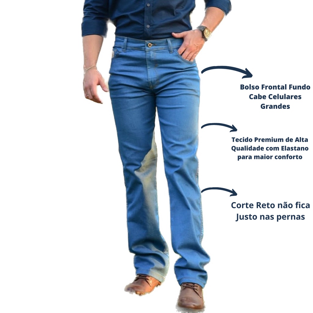 Calca Jeans Masculina Tipo Country Rodeio Com Elastano Costura ...