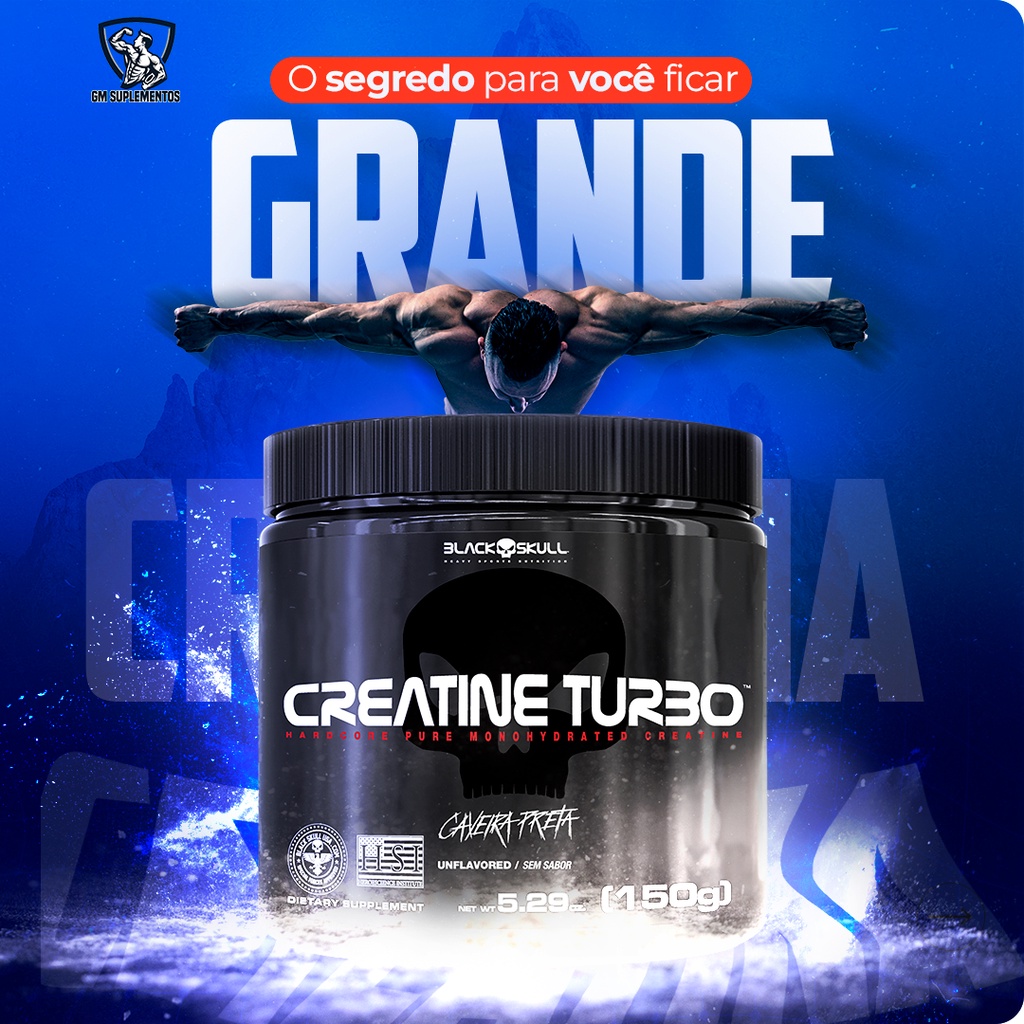 Creatina 150g Black Skull Turbo Monohidratada Original Diversos Sabores