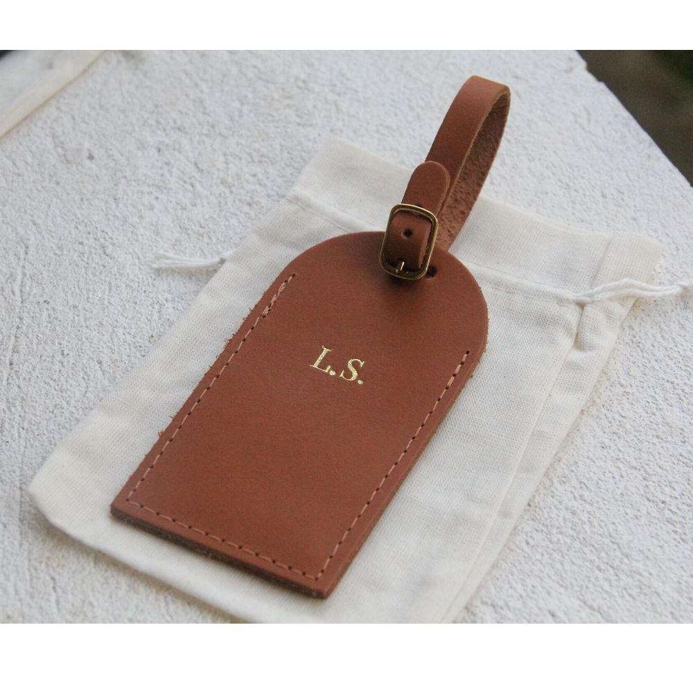Tag de Mala em Couro Personalizada com Iniciais | Shopee Brasil