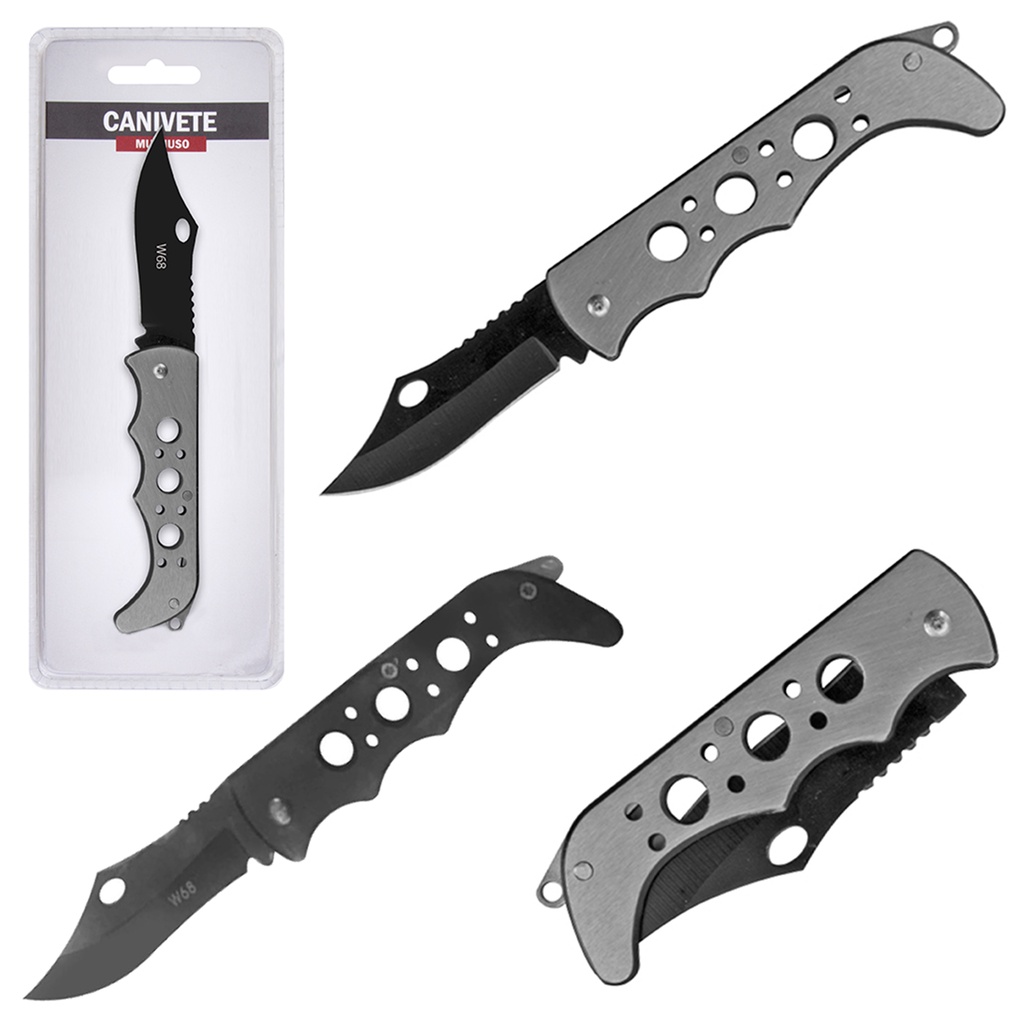 Canivete Tático Faca Aço Inox de Bolso Retrátil Afiado Pesca Camping ...