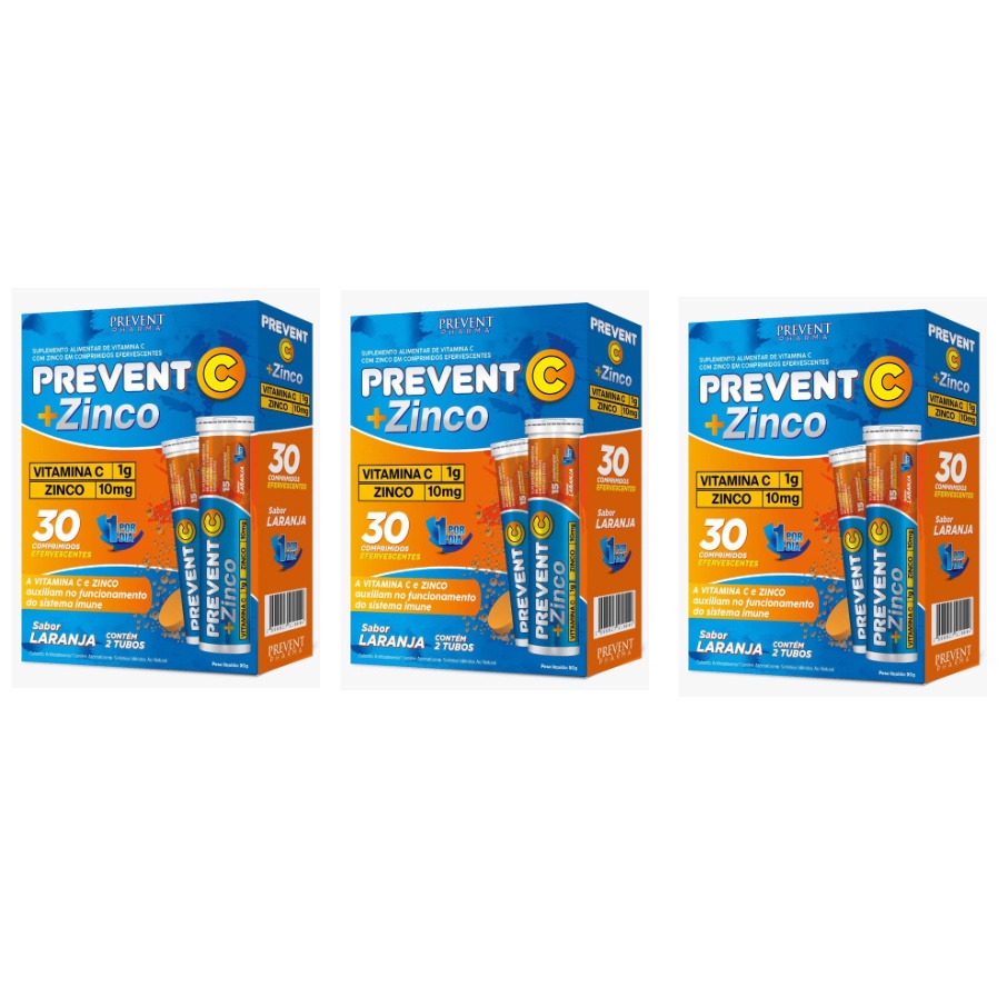 Prevent Vitamina C + Zinco 10mg Efervescente 90 Comprimidos Prevent ...