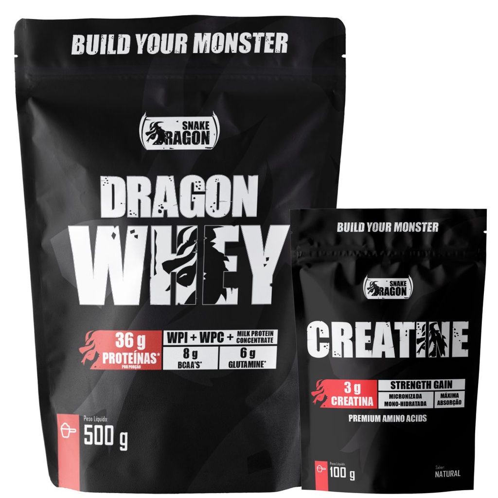 Whey Protein Dragon 500g + Creatina 100g | Shopee Brasil