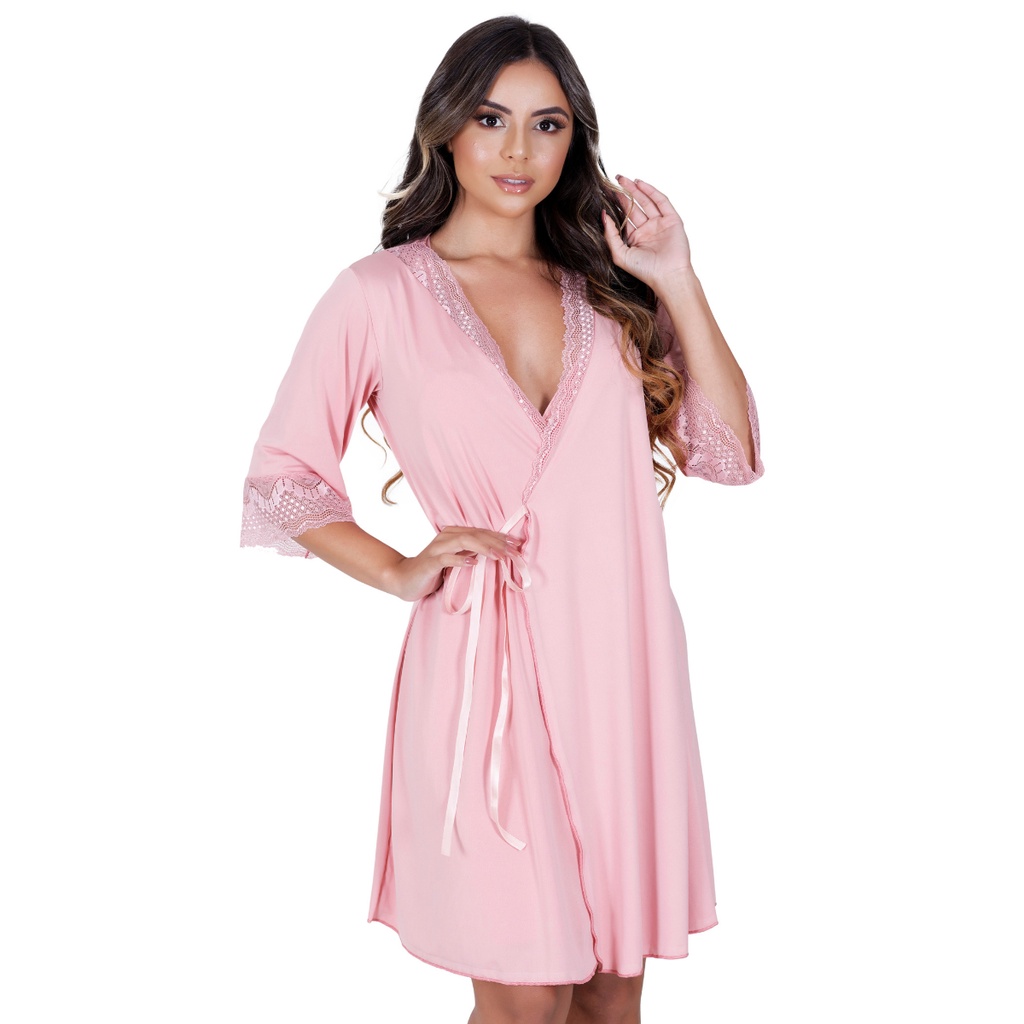 Robe Luxo Hobby Roupão Gestante E Pós Parto Noiva Lua De Mel | Shopee ...