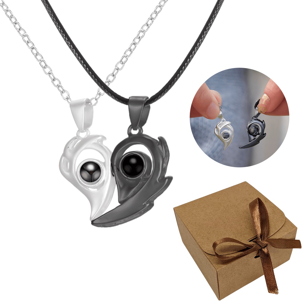 Colar Para Casal Magnético Coração Duas Metades Eu Te Amo 100 Idiomas ...
