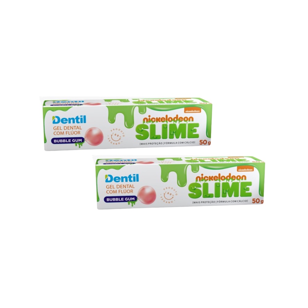 Kit 12 Gel Dental Infantil Slime 50g Sabor Bubble Gum Dentil Vegano ...
