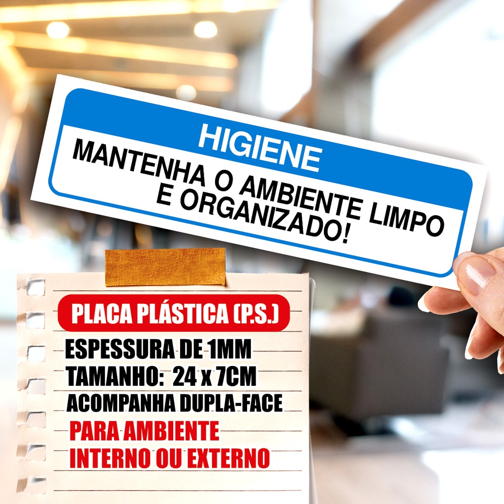 Placa Sinalização Aviso Mantenha Ambiente Limpo Organizado Cozinha ...
