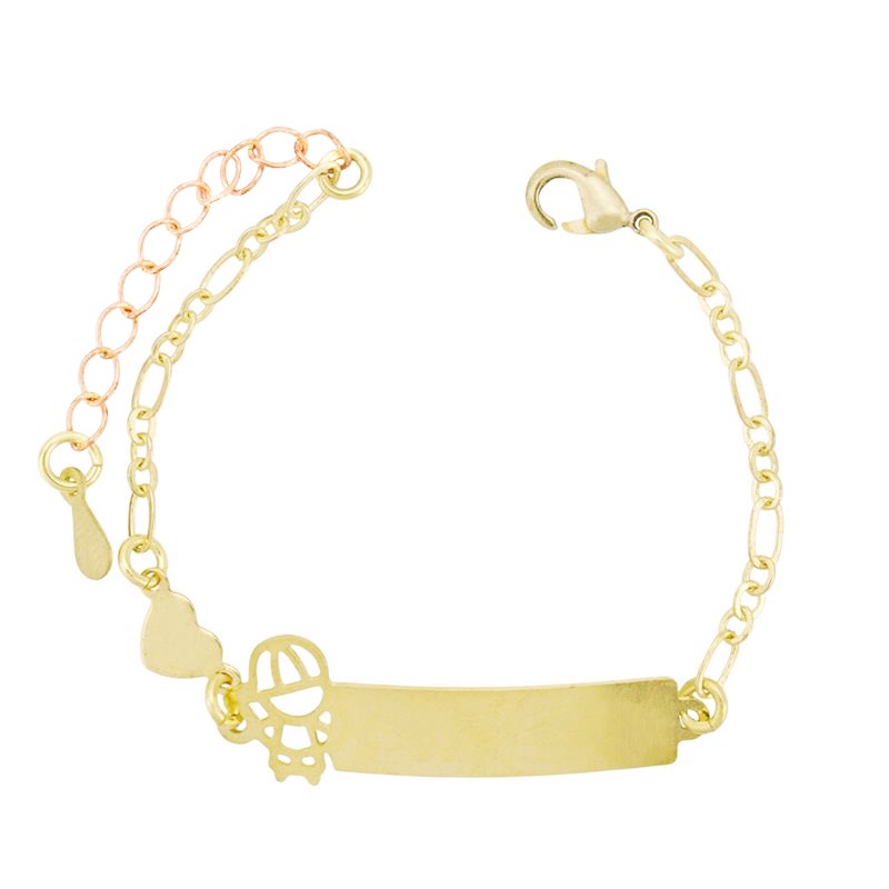 Pulseira Infantil Chapa Gravação Nome Bebe Folhado Ouro 18k Menino ...