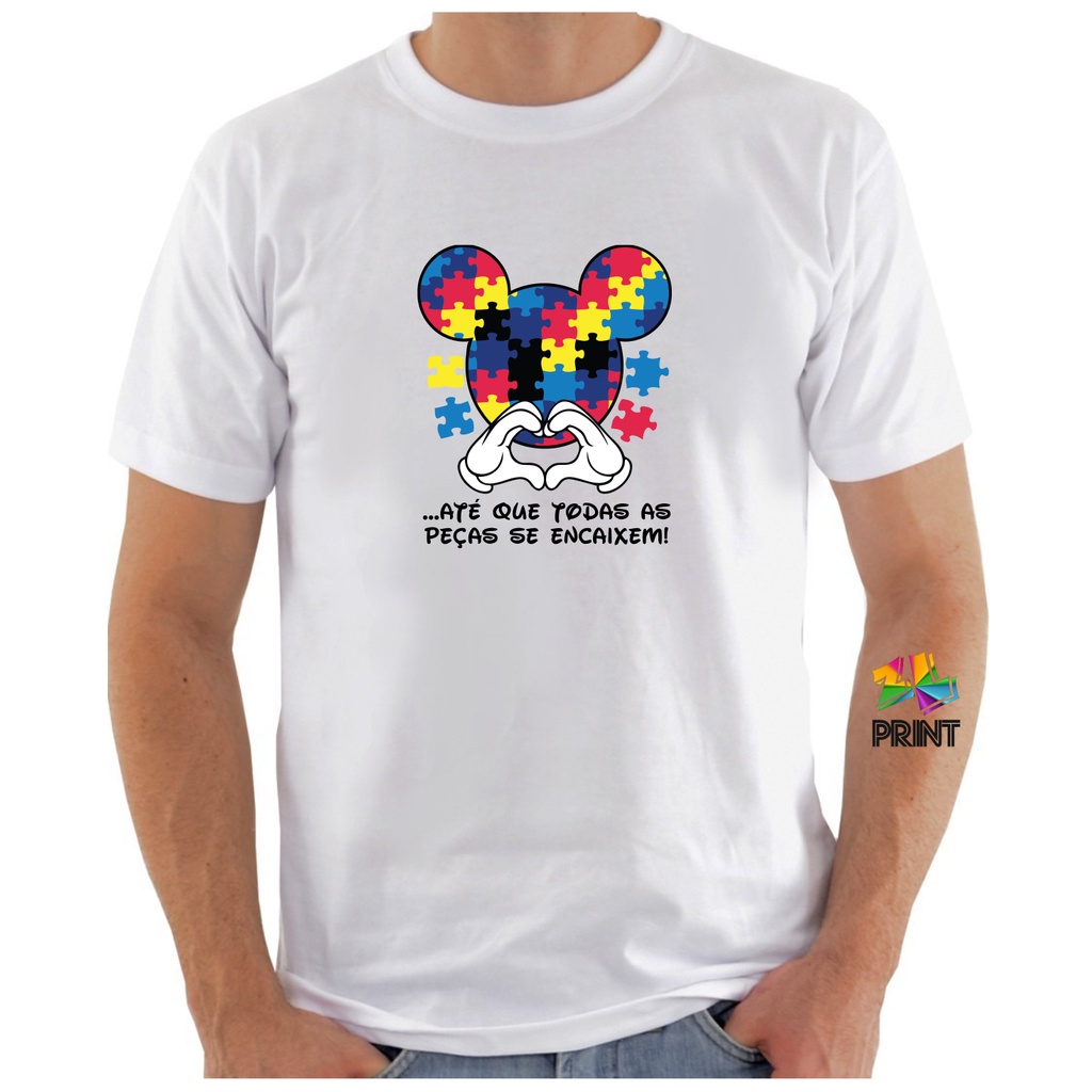 Camiseta Autista Cabeça Mickey - Est.1.15 Autismo TEA ZLprint | Shopee ...