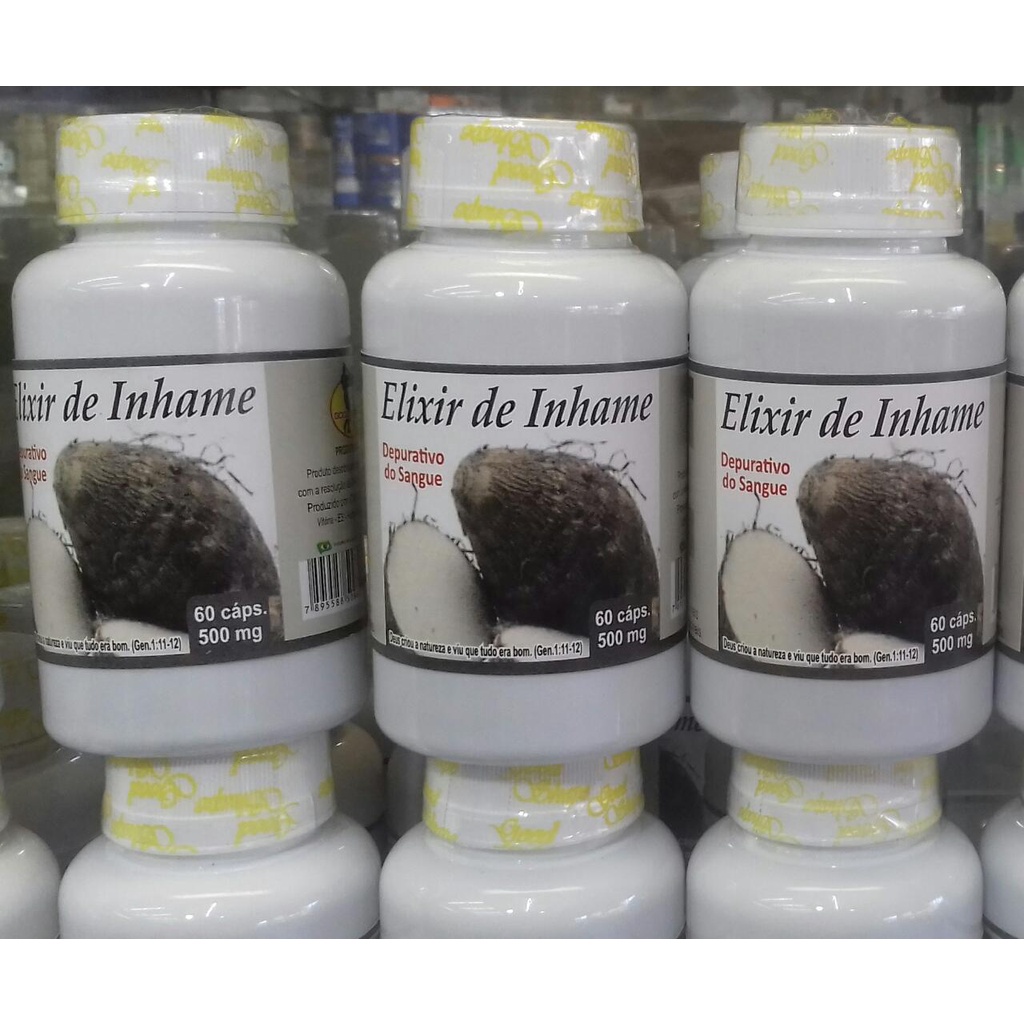 elixir de inhame (TPM) 500mg 60 capsulas frasco 1 unidade | Shopee Brasil