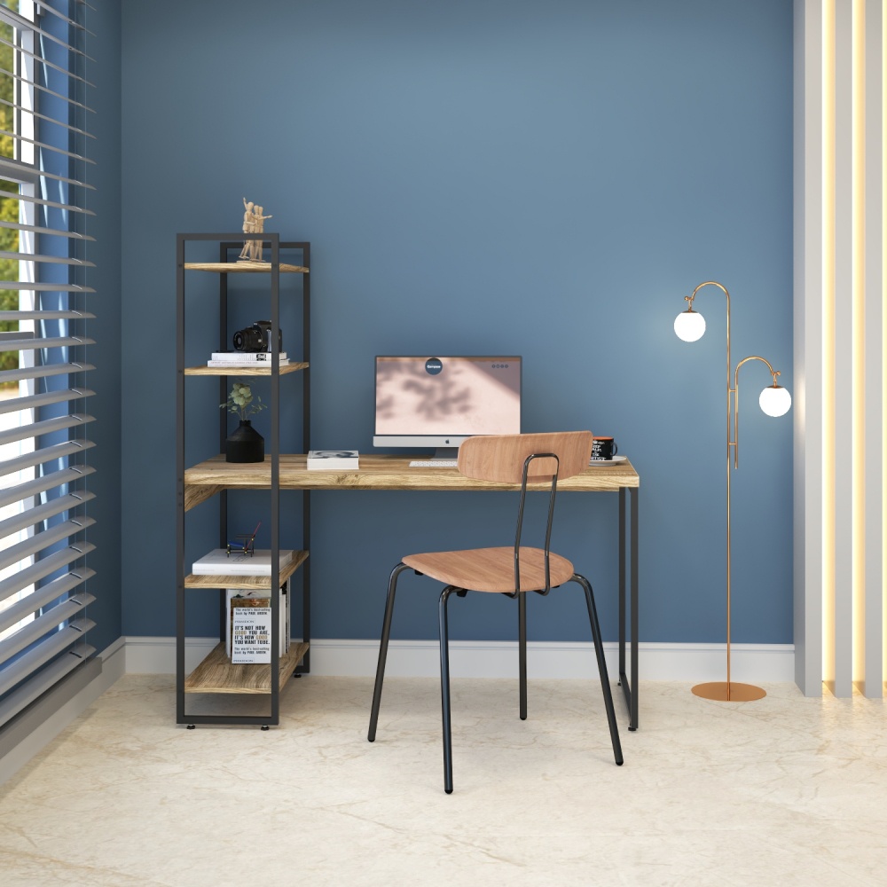 Mesa c/Estante Alta 150X64X147cm C/04 Prateleiras | Shopee Brasil