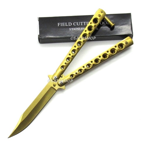 Canivete Faca Butterfly Borboleta Afiado Dourado Gold Color. | Shopee ...