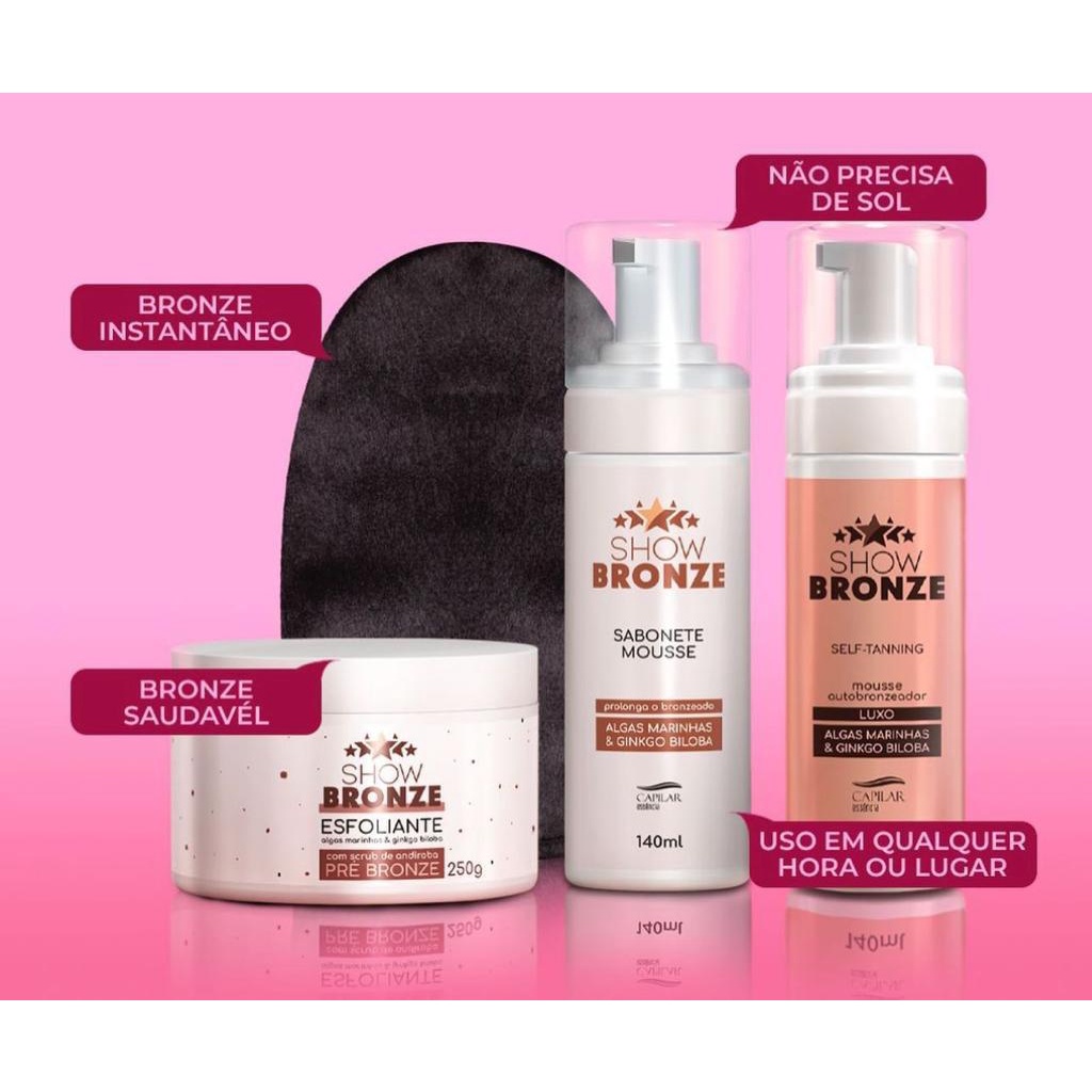 Auto Bronzeador Gelado sem sol Home Care Capilar Essência Kit Completo ...