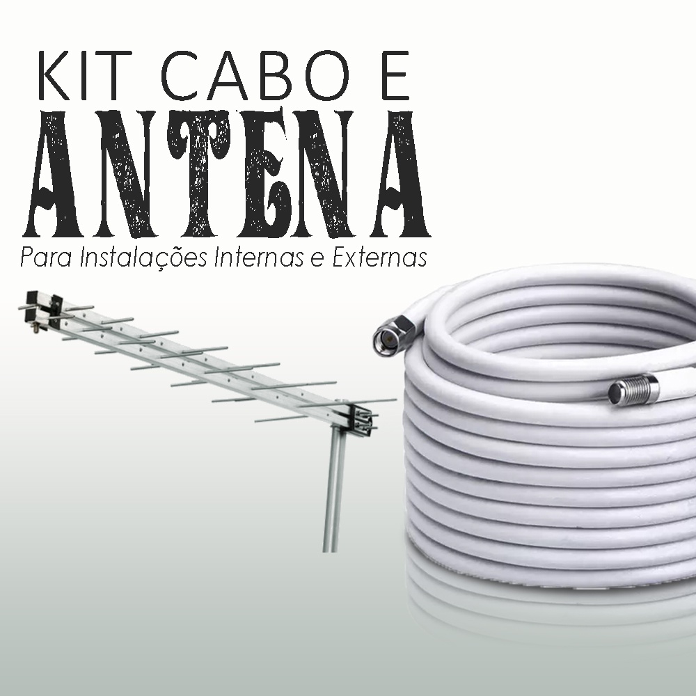 Kit Antena Externa Digital UHF HDTV 16 Elementos + 20 Metros de Cabo ...