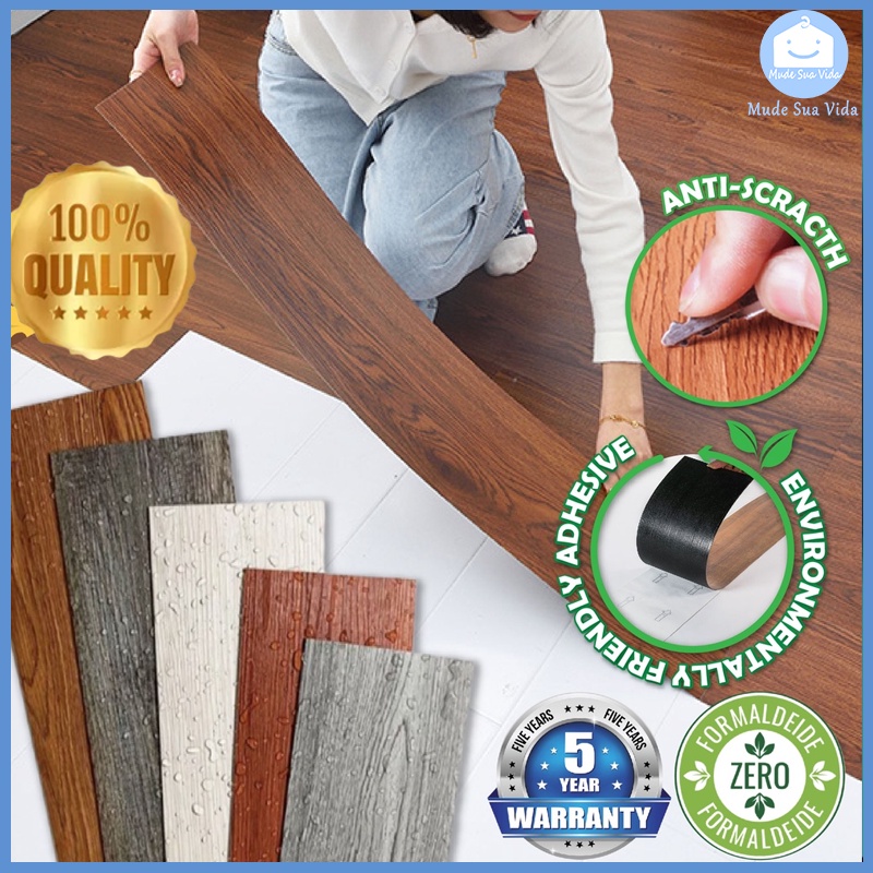 36 pc Piso Painel Revestimento Vinílico Adesivo Lavável Madeira 91,4x15 ...