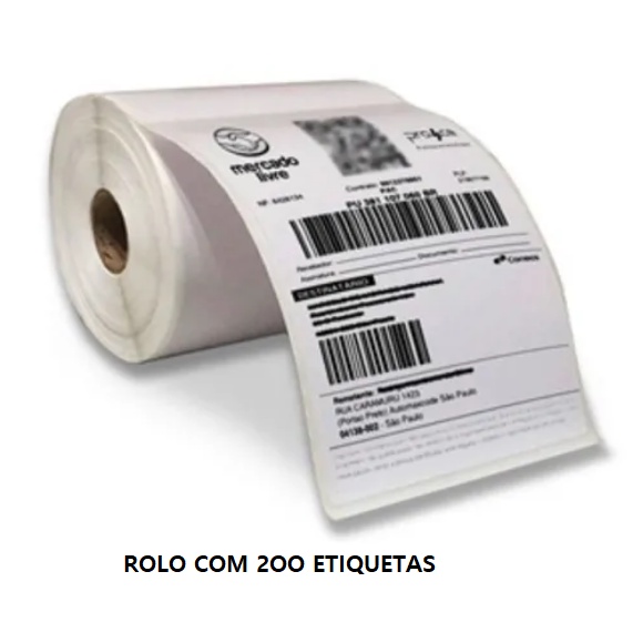 Rolo Etiqueta 10x15 100x150 Térmica Adesiva Serrilha Não Usa Ribbon ...