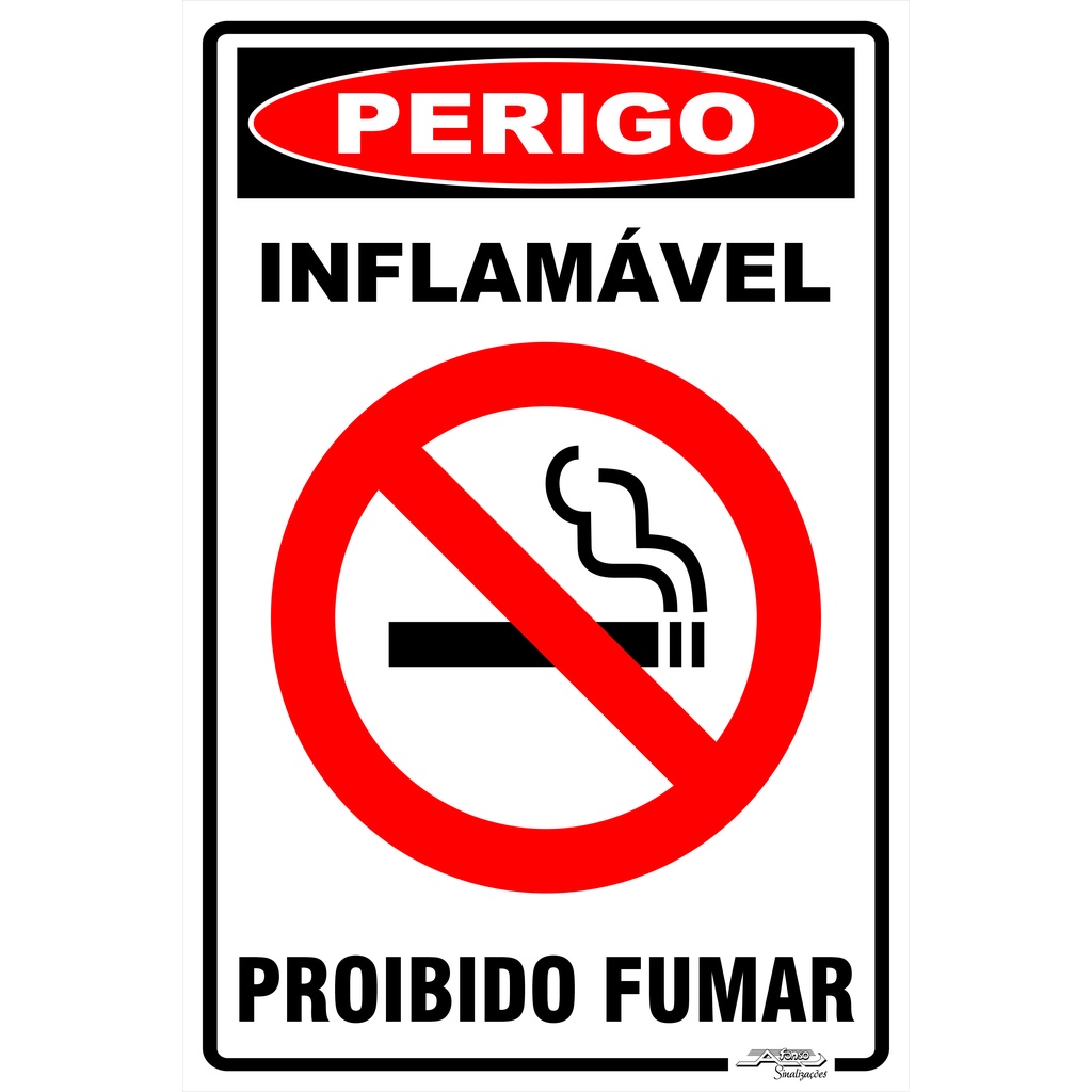 Placa De Sinalização | Perigo Inflamável Proibido Fumar | Shopee Brasil