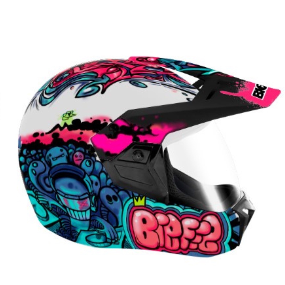 Capacete 3 Sport Walls Branco Fosco com Colorido Bieffe Exclusivo ...