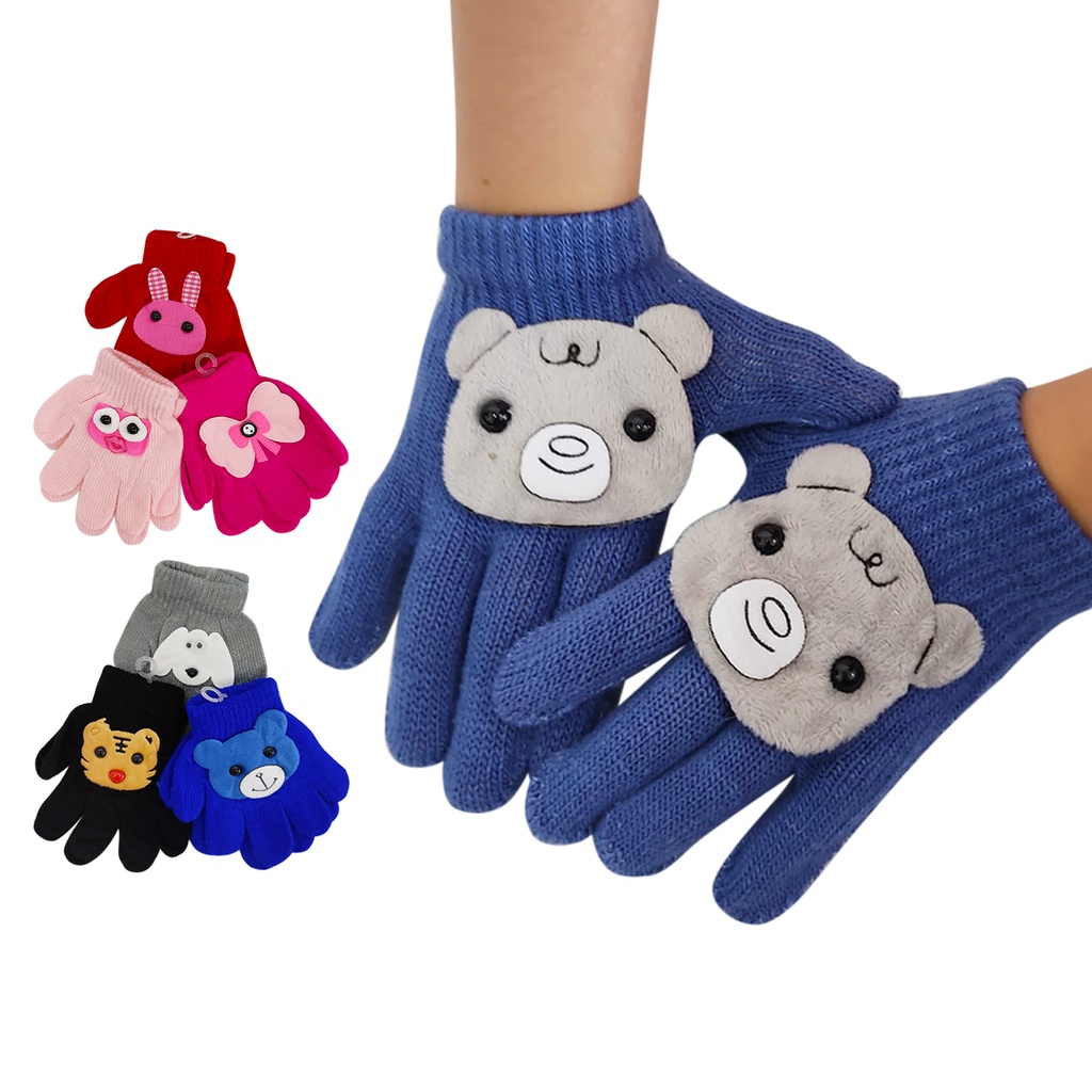 Luva Infantil Lã com Aplique de Bichinho Menina Menino Unissex Rosa ...