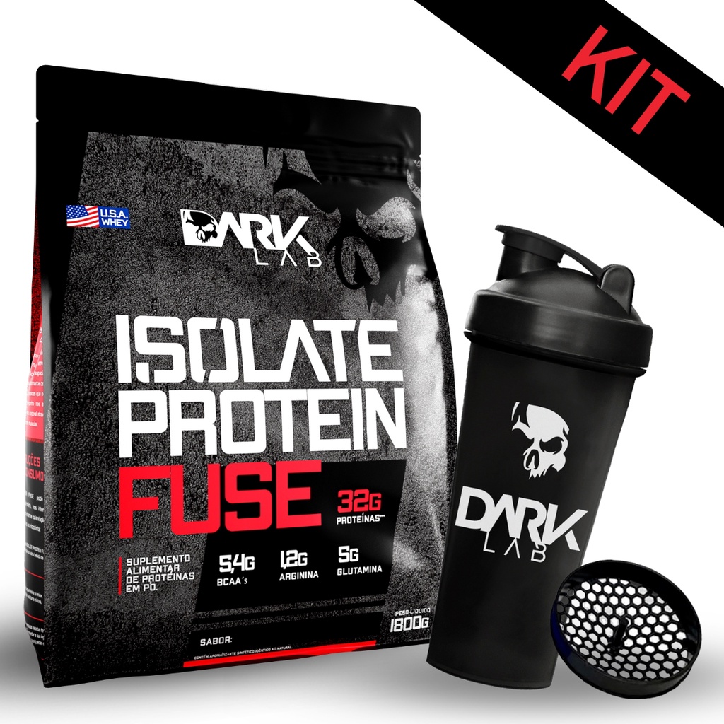 Kit Whey Isolate Protein Fuse 1,8KG Refil + Coqueteleira 700ml - Dark ...