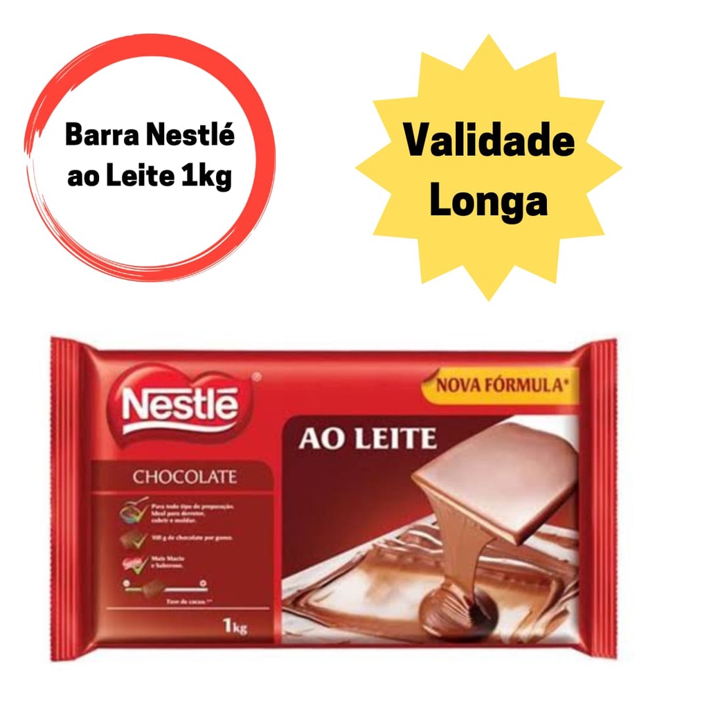 Barra de Chocolate Cobertura Nestle Ao Leite 1kg Pascoa Bombom derreter | Shopee Brasil