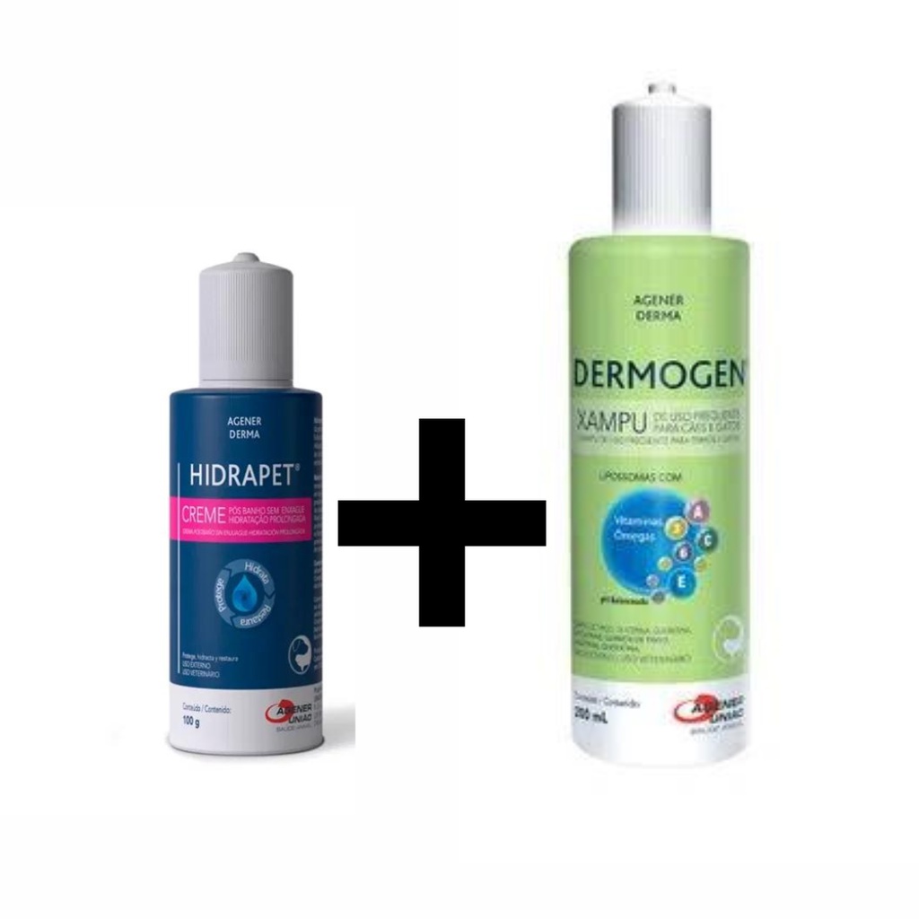 Kit Dermogen shampoo - Agener- 200 ml + Hidrapet Creme Cães e Gatos-100 ...